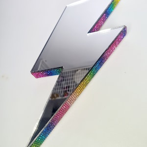 Rainbow Rhinestone Lightning Bolt Mirror: Handmade Eclectic Wall Decor ...