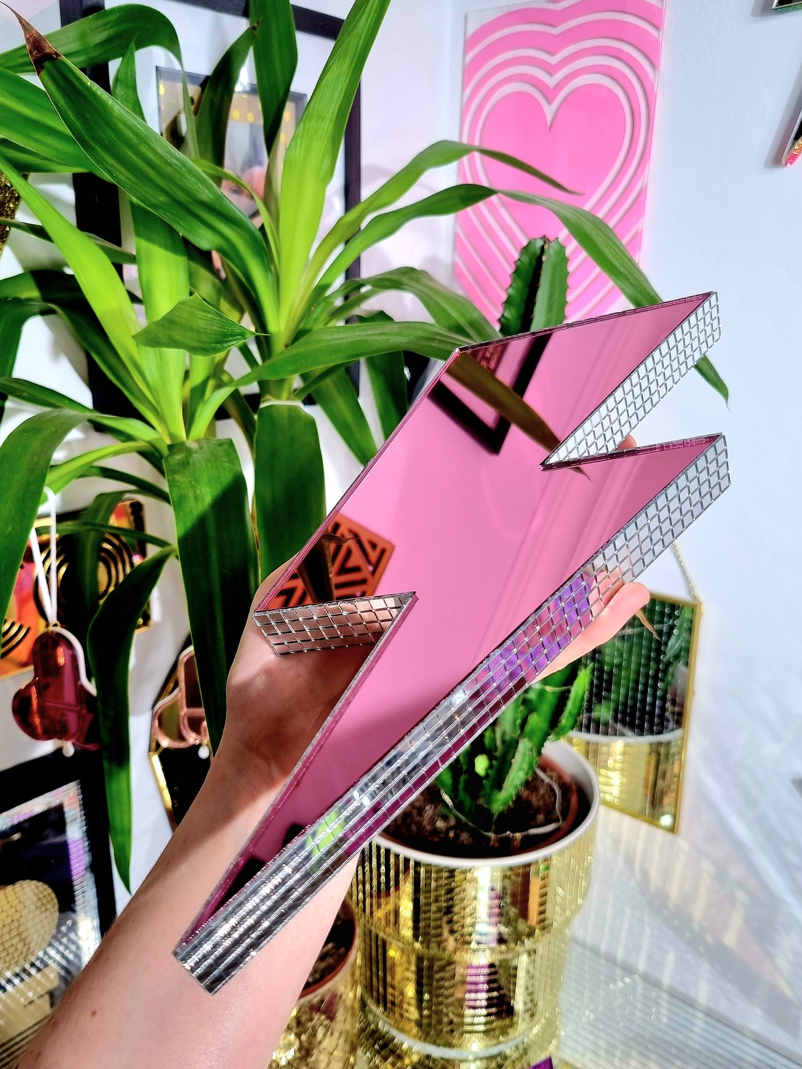 Handmade DISCO Lightning Bolt Mirror | Thunder Bolt | Wall Decor | Wall ...