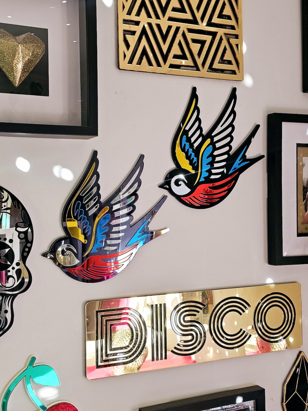 Tattoo Swallow Mirror Wall Art | Old School | Tattoo Shop | Dopamine ...