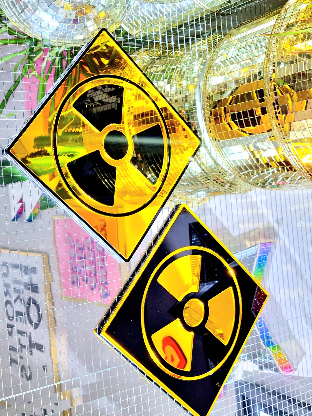 Radioactive Sign Mirror Radiation Handmade Wall Decor Hazard Warning ...