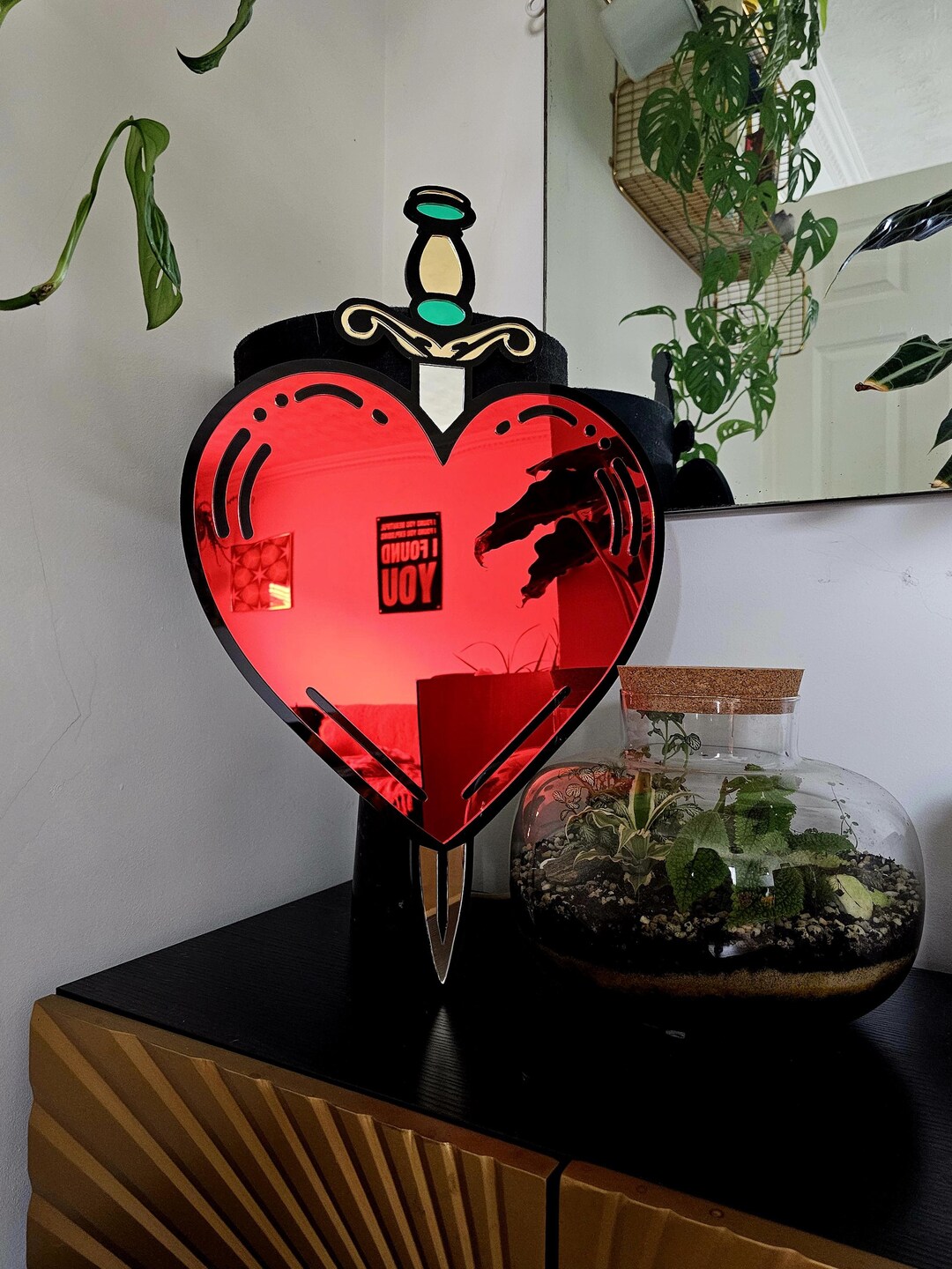 Heart & Dagger Mirror Tattoo Style Rockabilly Emo Goth Dopamine Decor ...