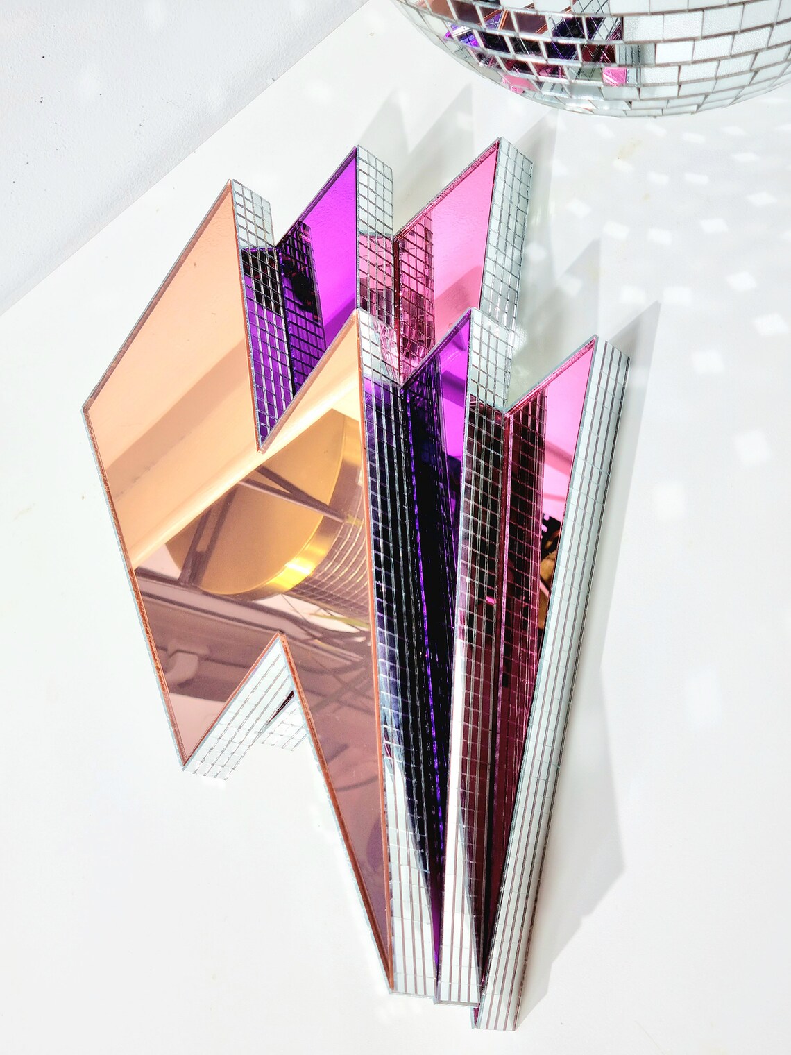 Handmade DISCO Lightning Bolt Mirror | Thunder Bolt | Wall Decor | Wall ...
