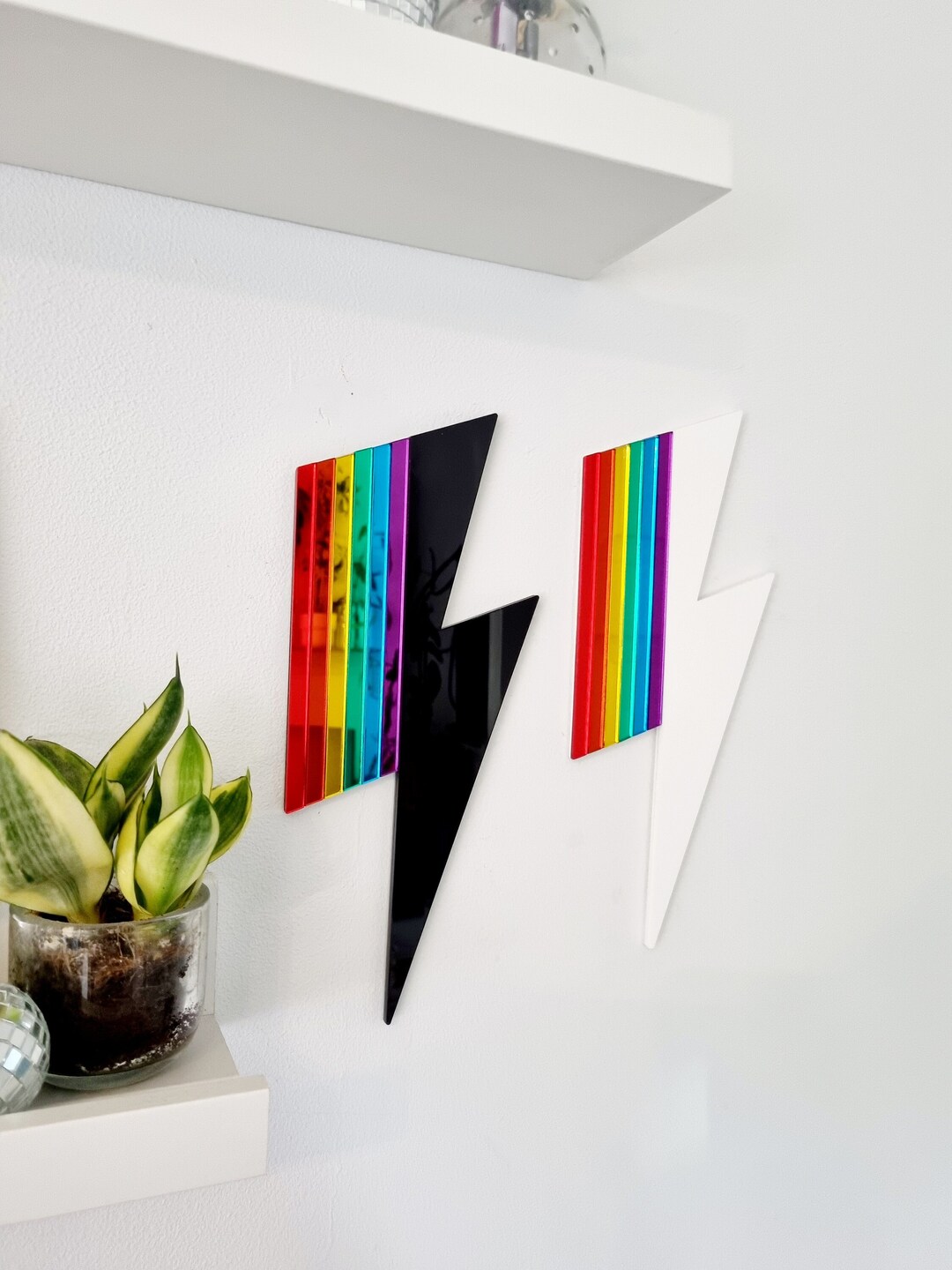 Handmade Rainbow Lightning Bolt Mirror Wall Decor Wall Art Eclectic ...