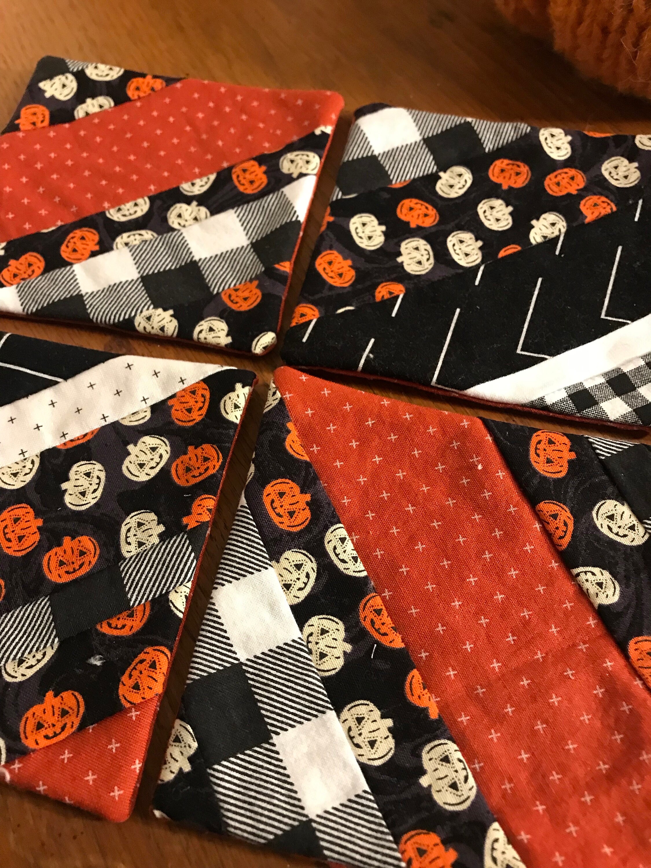 Quilted Halloween Coasters - Handmade Coaster Set - Fall Decor ...