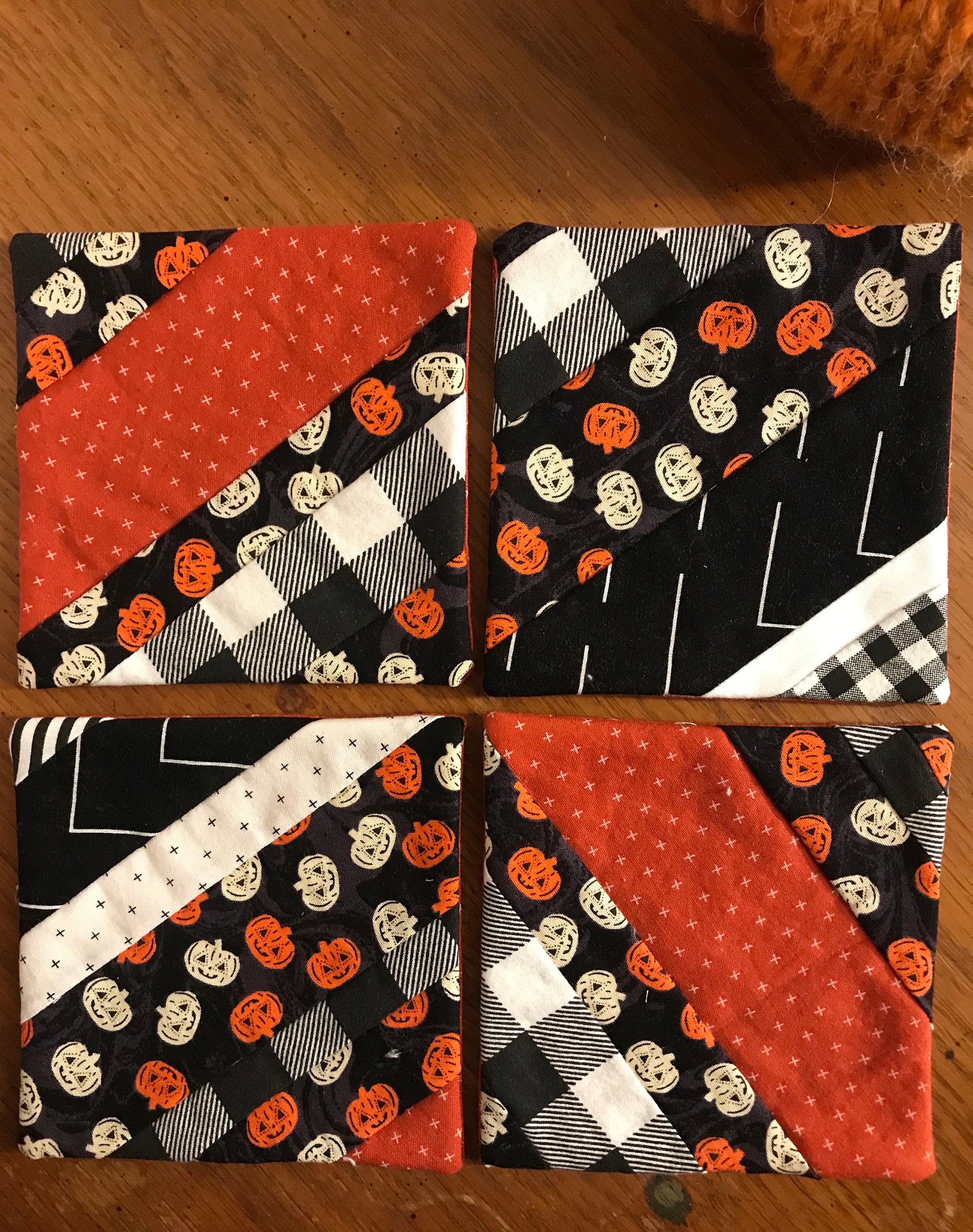 Quilted Halloween Coasters - Handmade Coaster Set - Fall Decor ...