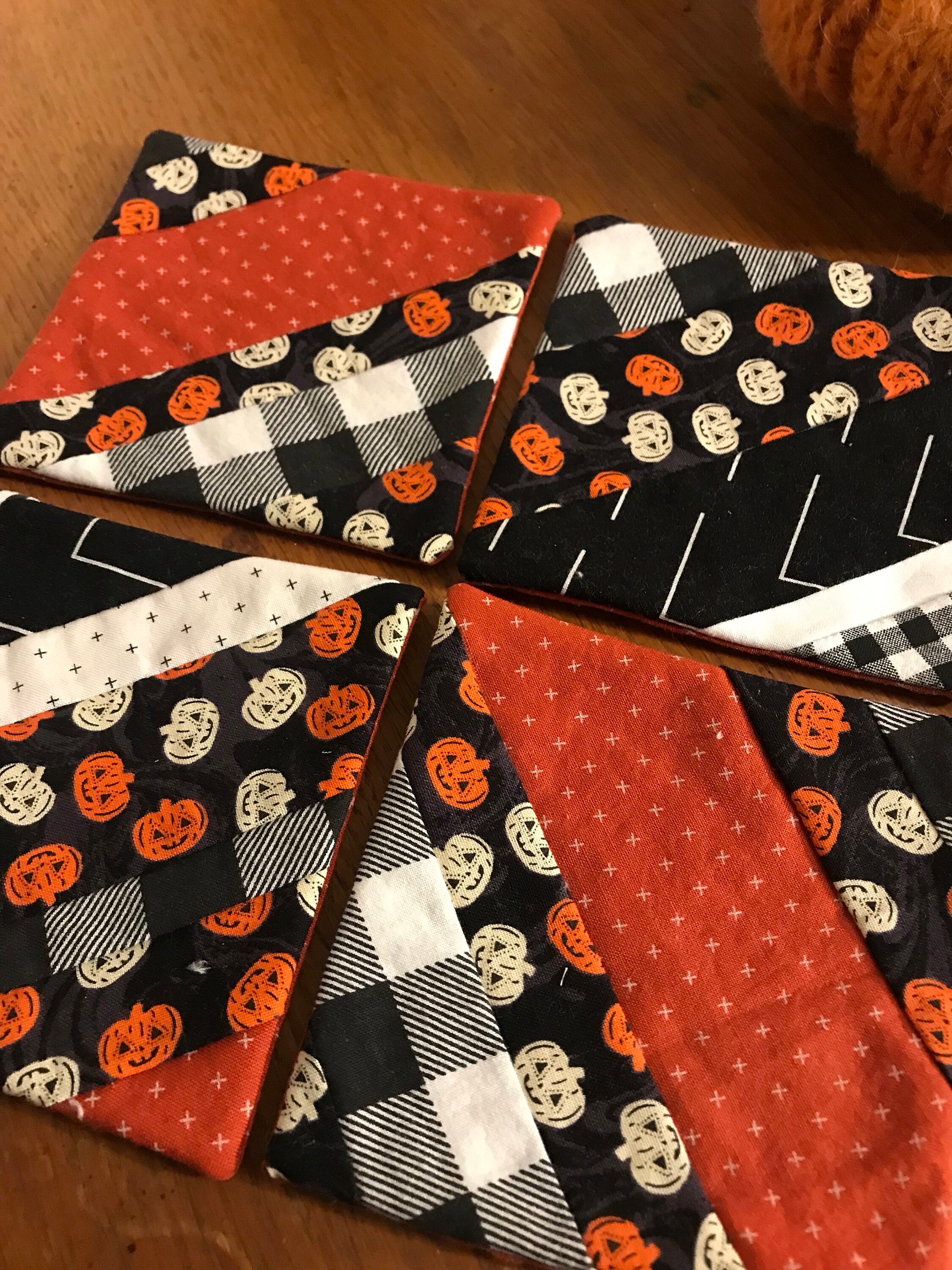 Quilted Halloween Coasters - Handmade Coaster Set - Fall Decor ...