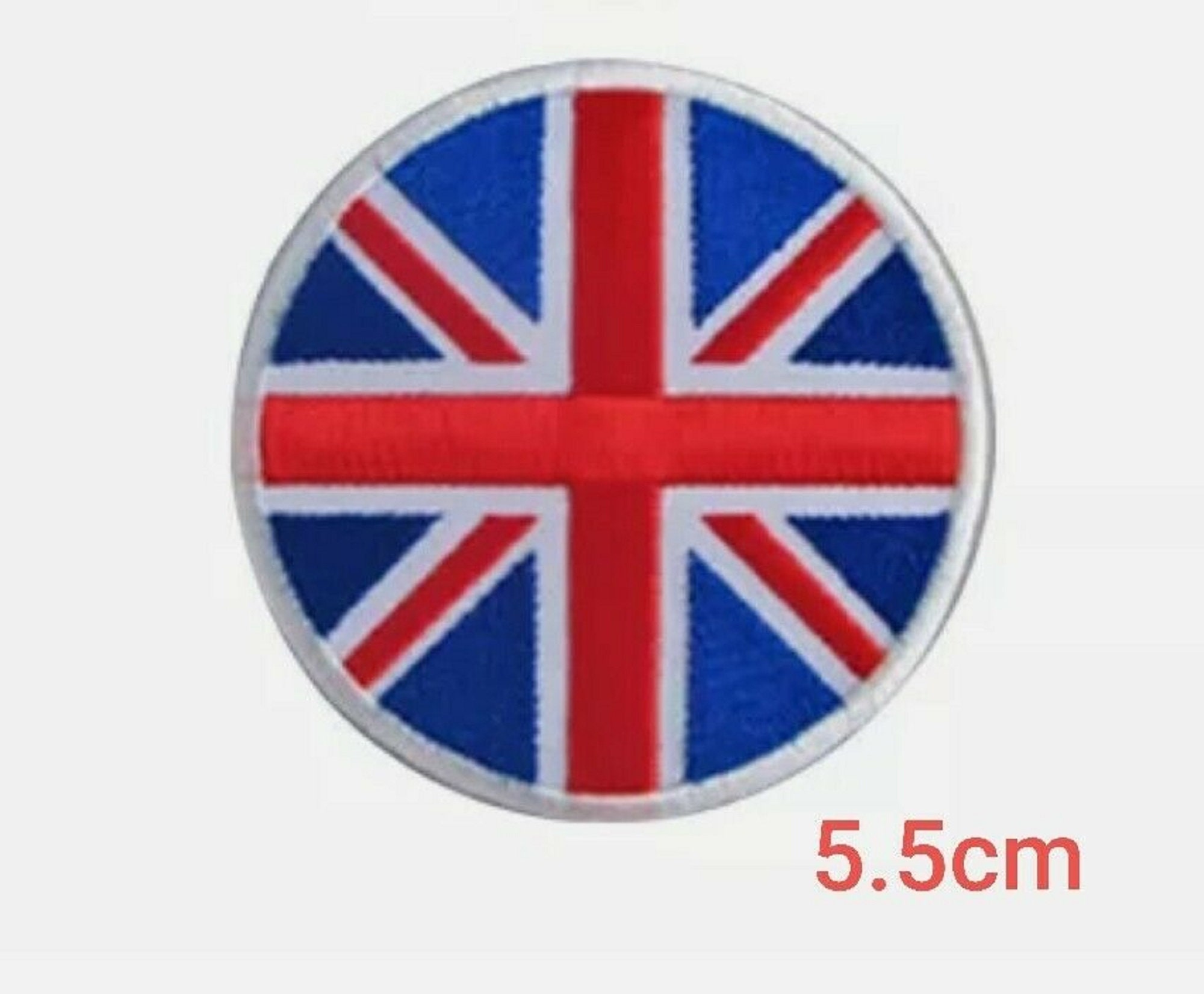 Round UK Flag Embroidered Iron / Sew on Patch Union Jack British T ...