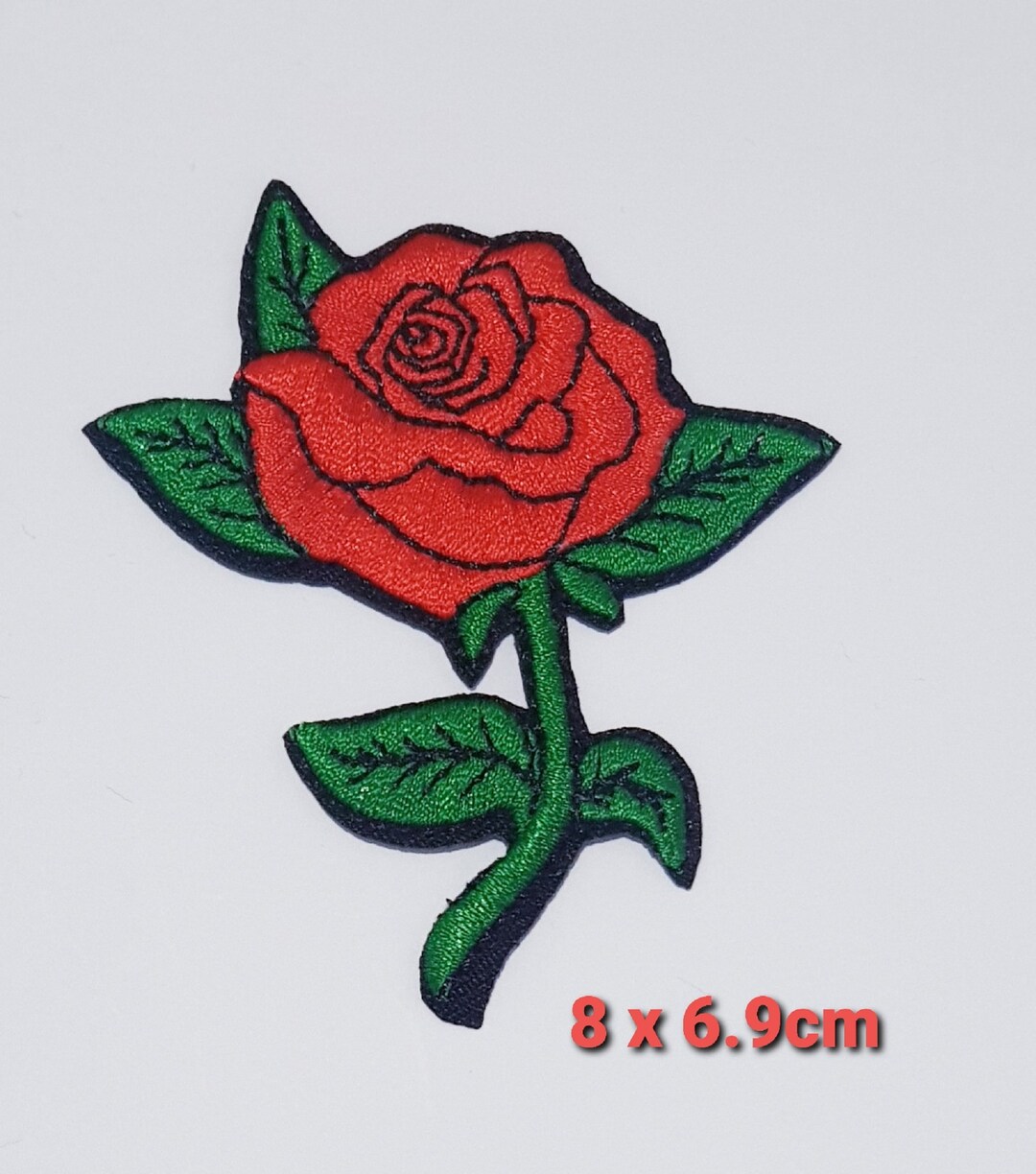 Red Rose Flower Embroidered Iron / Sew on Patch Jeans Top Dress Skirt ...