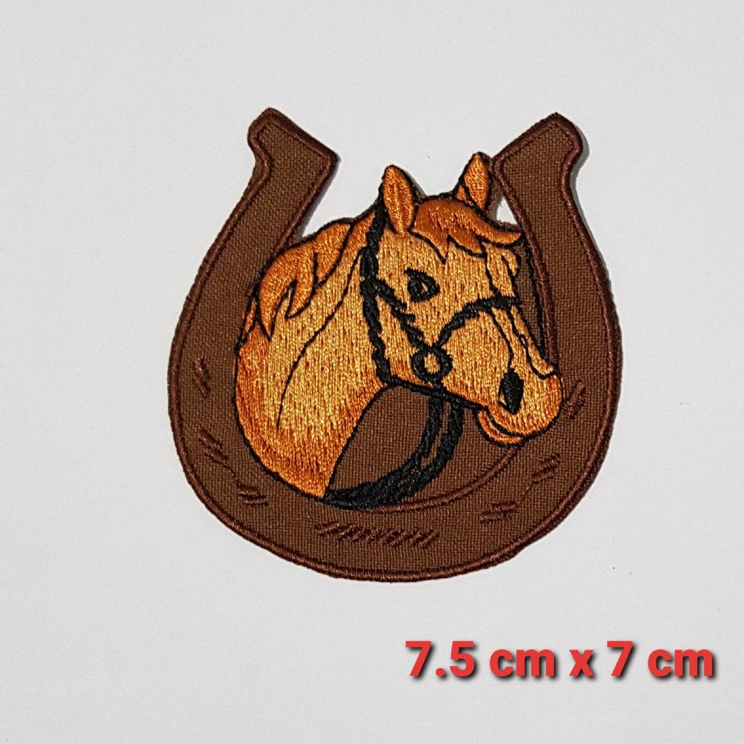 Horseshoe Patch Iron / Sew on Clothes Jacket Pony Horse Riding ...