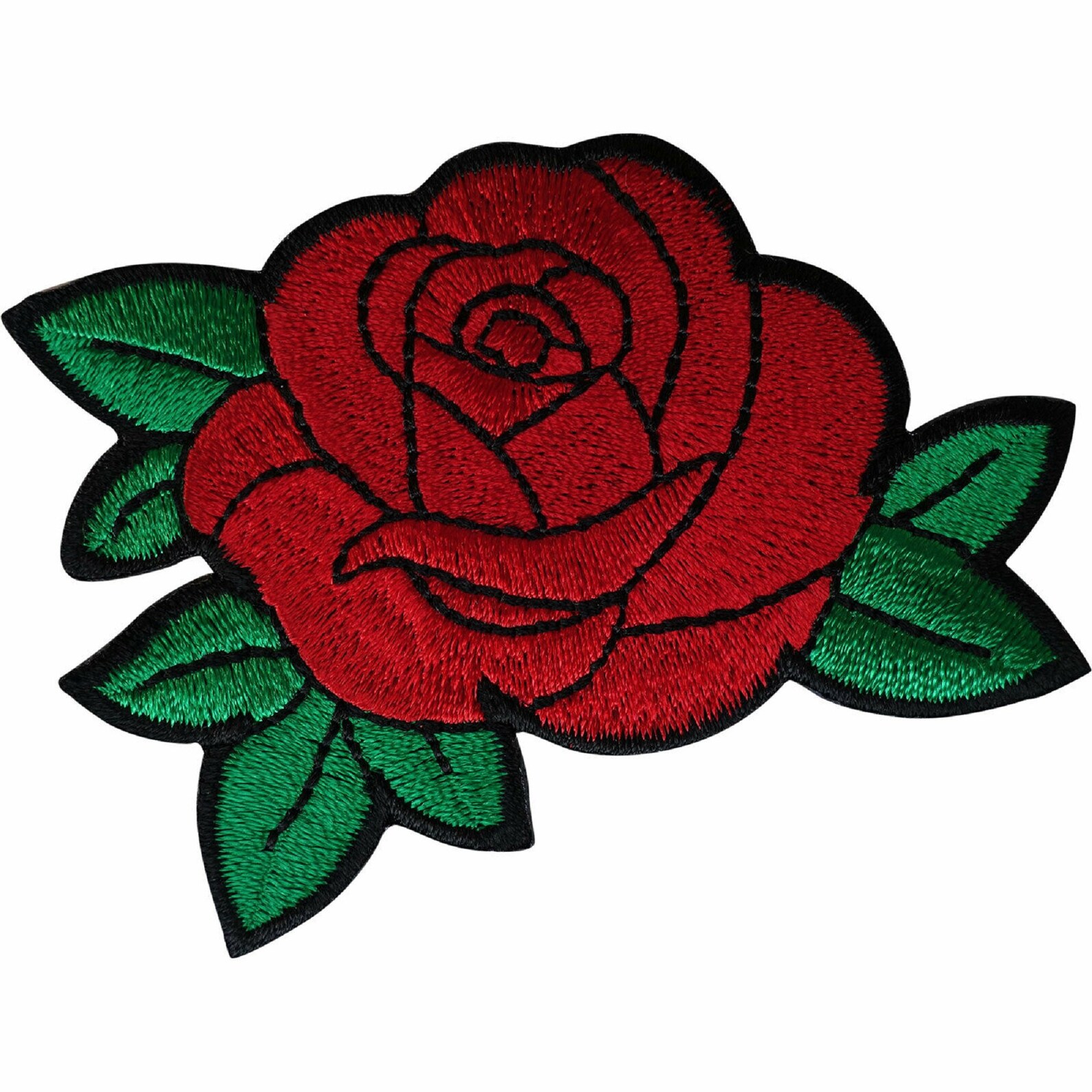 Red Rose Flower Patch Iron Sew on Embroidered Badge Clothes Embroidery ...