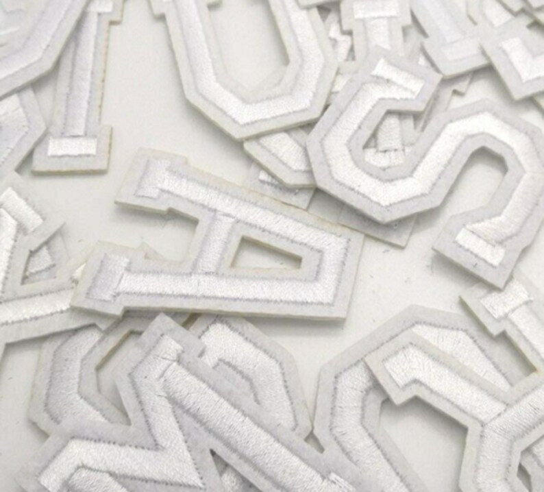 White Letter Patch Patches Sew on / Iron on Alphabet Embroidered ...