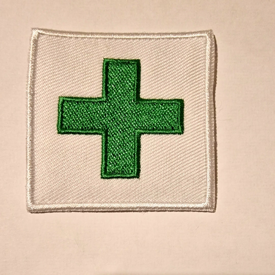 Green First Aid Cross Embroidered Iron Sew on Cloth Patch Medical Badge ...