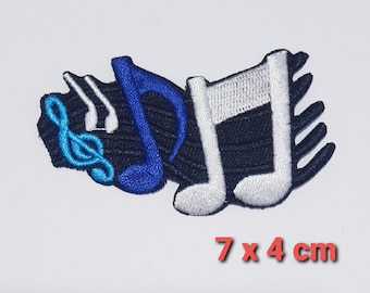 Music Notes Patch Iron Sew on Clothes Embroidered Badge Musical Sheet ...