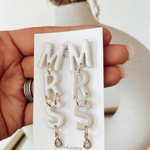 Bridal Earrings. Mrs Earrings. Gift for Her. Wedding Gift. Bachelorette ...