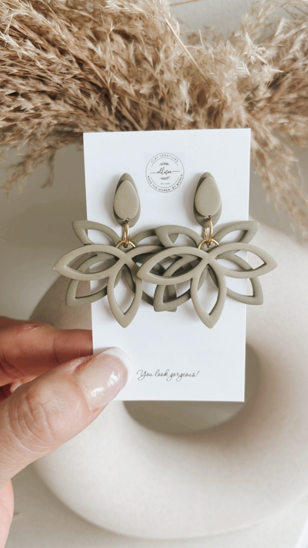 Abstract Earrings. Polymer Clay Earrings. Resin Earrings. Neutral ...
