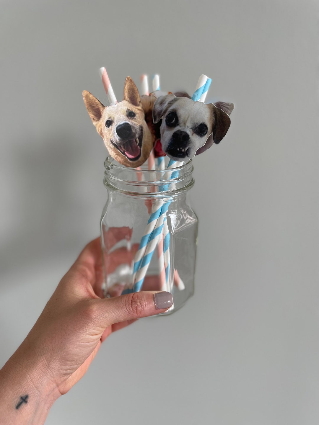 Personalized Straw Faces, Picture Straws, Dog Face Straws, Cat Face ...