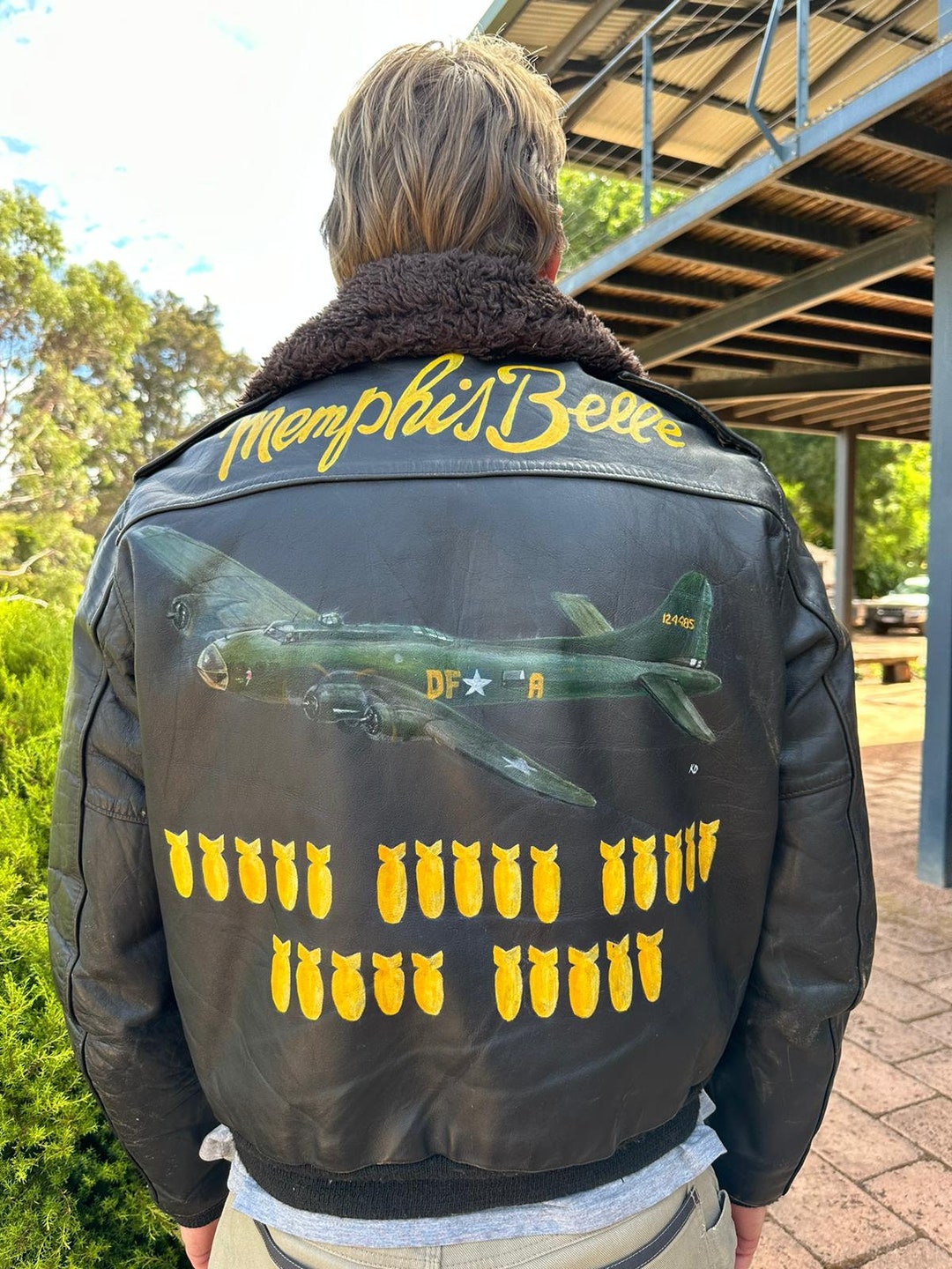Hand Painted Men's WW2 Inspired Nose Art Flight Jacket With Memphis ...