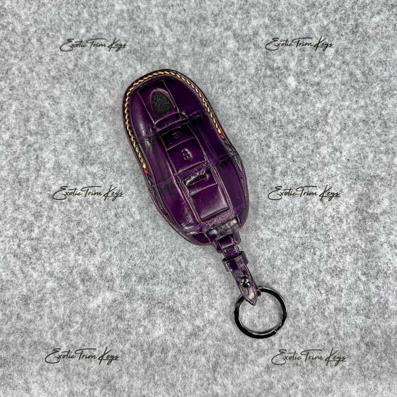 Crocodile Porsche Key Fob Cover Genuine Purple Alligator Leather ...