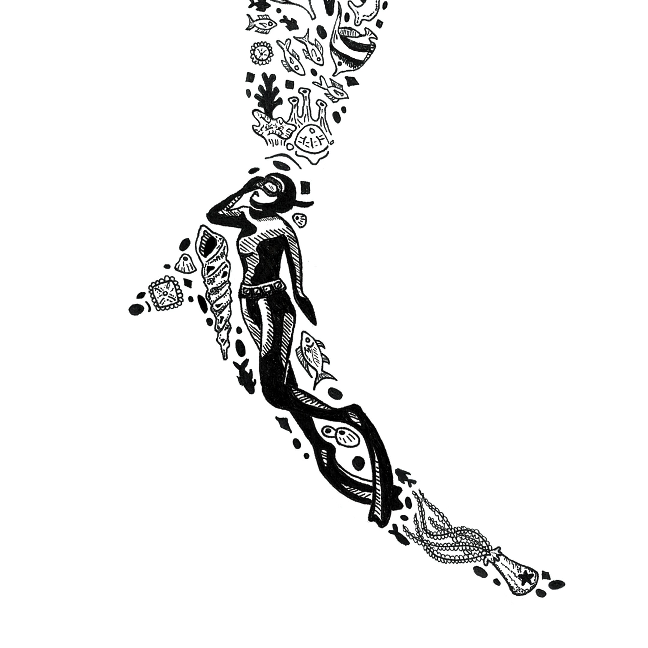 Maldives Whale Shark Print - Hand Drawn, Pen and Ink, A3 Sized ...