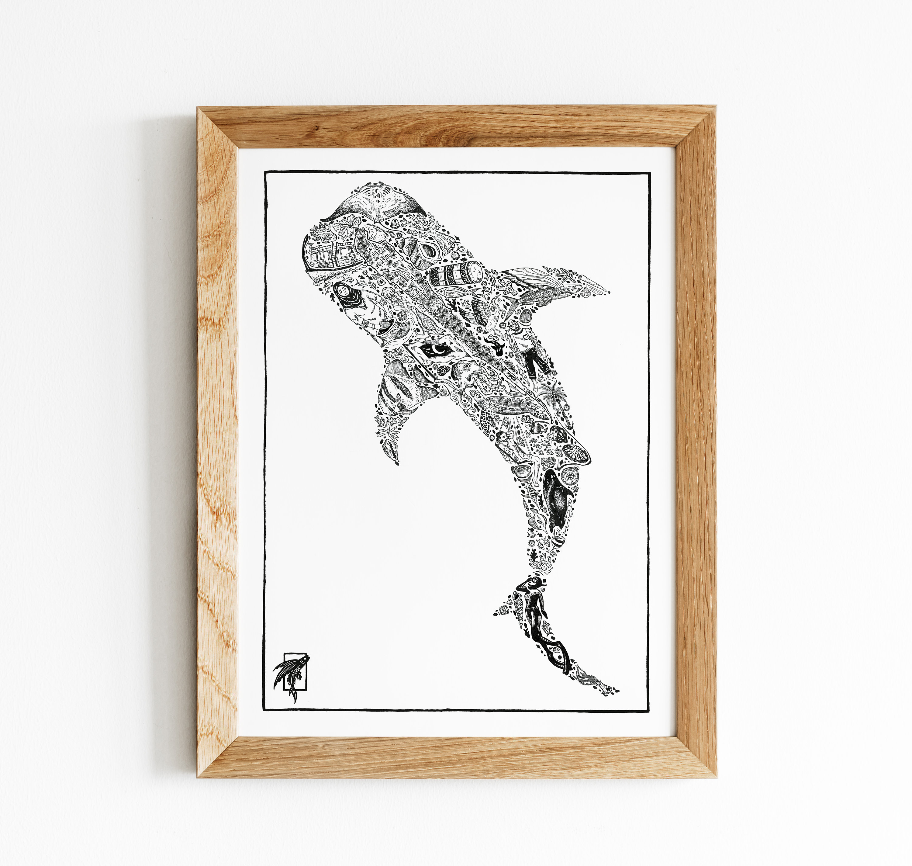 Maldives Whale Shark Print - Hand Drawn, Pen and Ink, A3 Sized ...