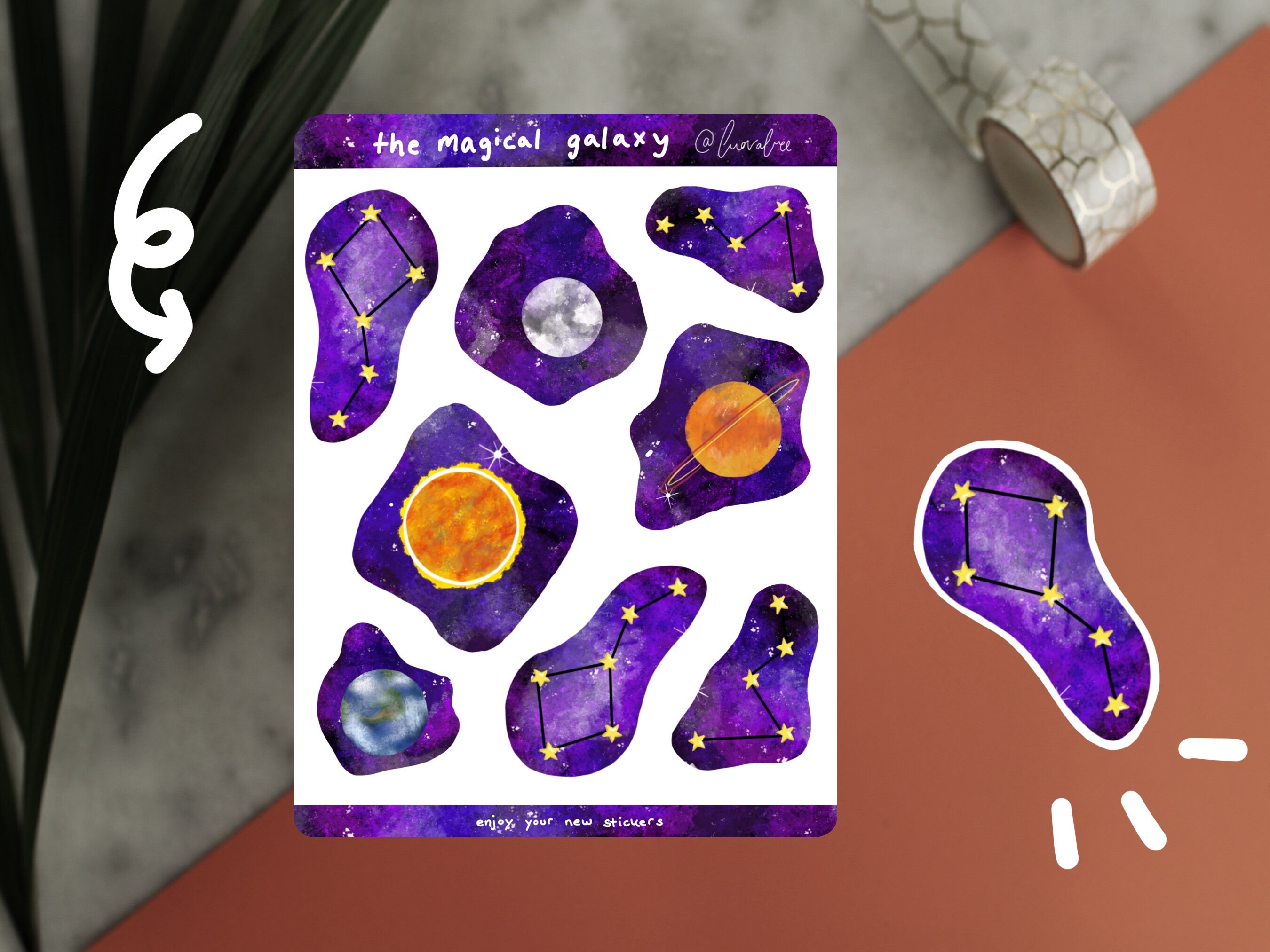 Galaxy Planner Sticker Sheet Bullet Journal Stickers - Etsy