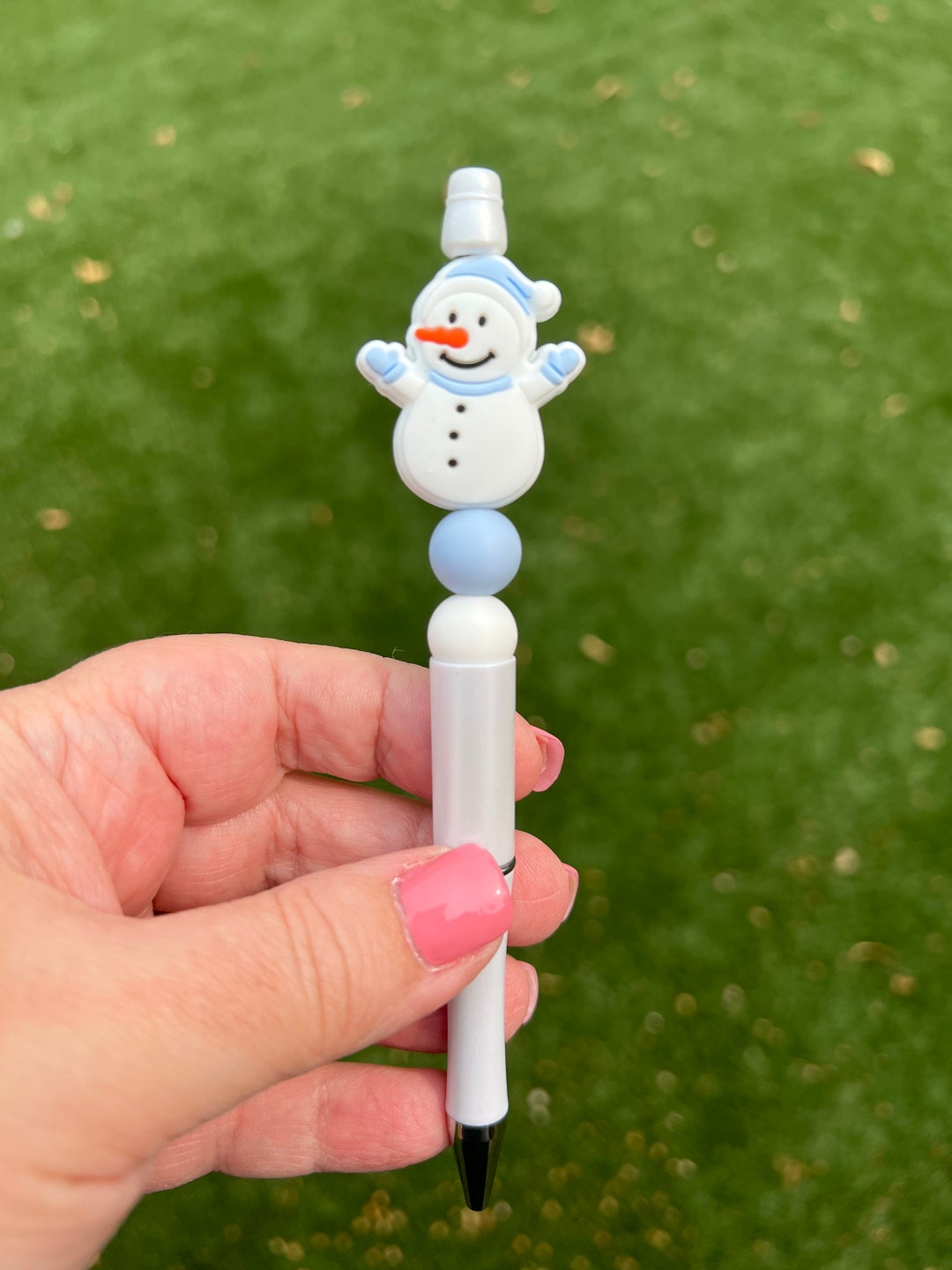 Snowman Pen, Beaded Ballpoint Pen, Silicone Beaded Pen, Bead Pen ...