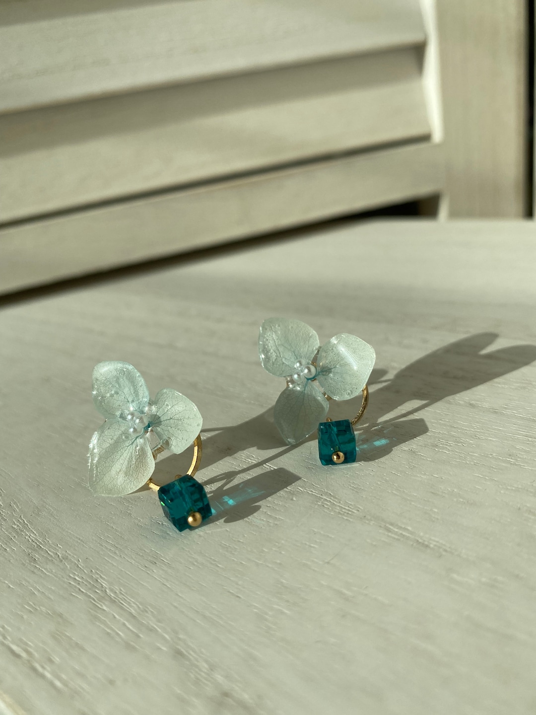 Baby Blue Hydrangea Earrings, Real Flower Resin Jewelry - Etsy