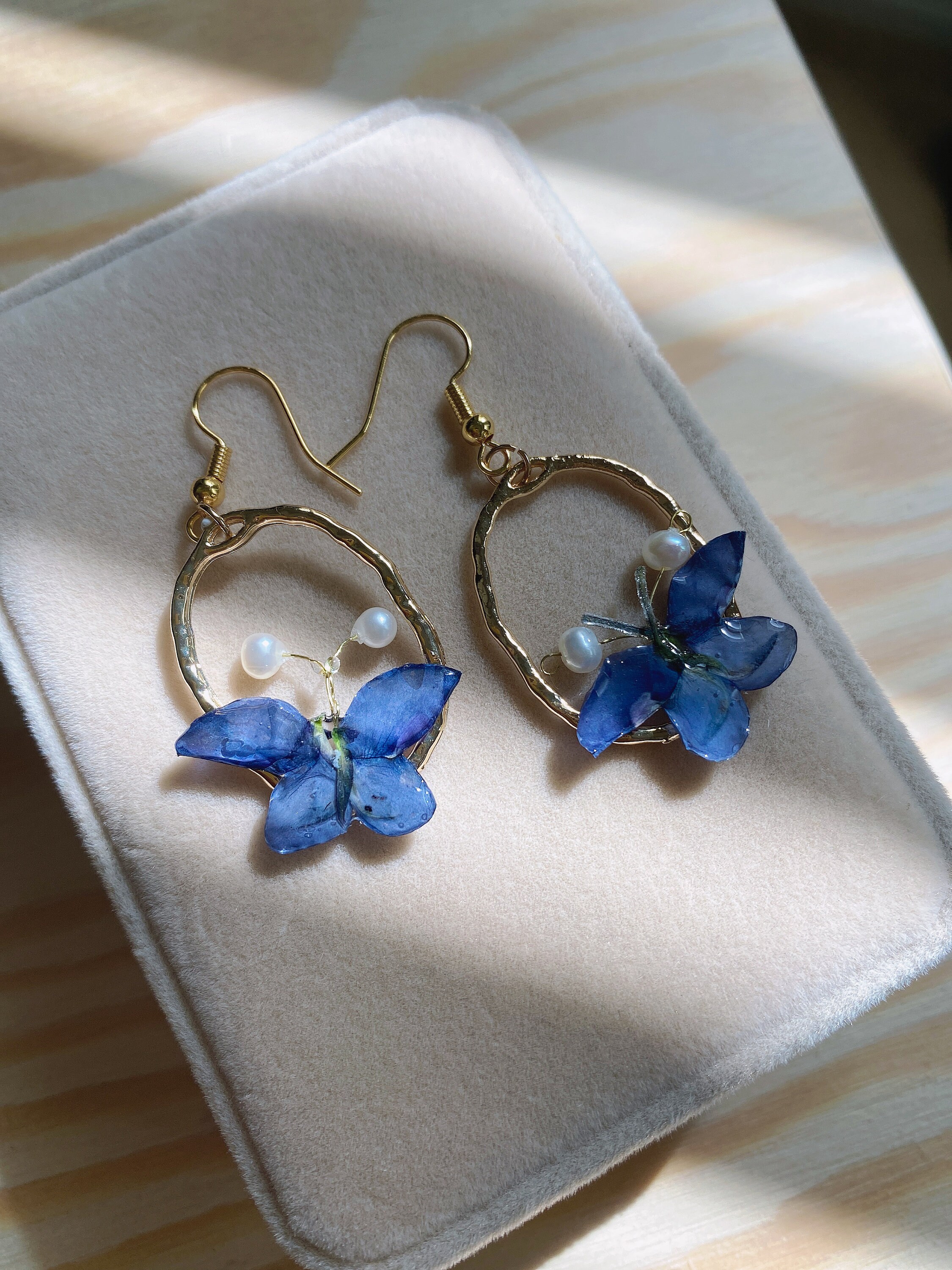 Bluebonnet Earrings /dried Flower Earrings/bluebonnet - Etsy