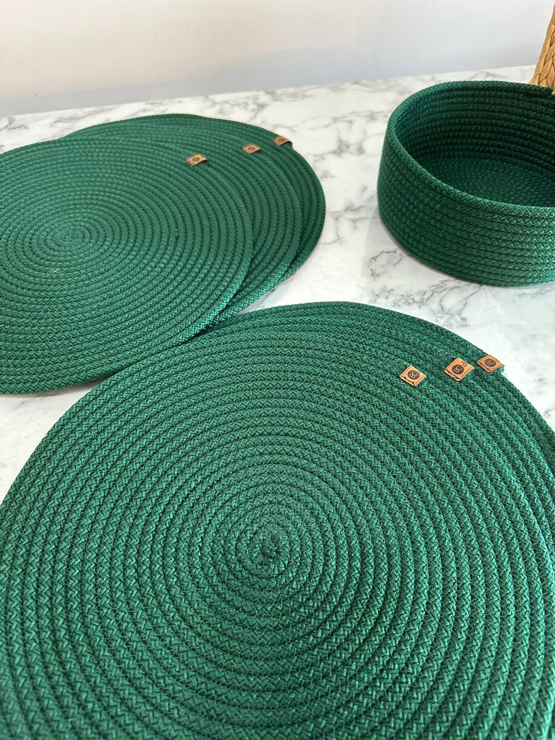 7 Piece Serving Plate Set, Heat Resistant, Washable, Natural Cotton and ...