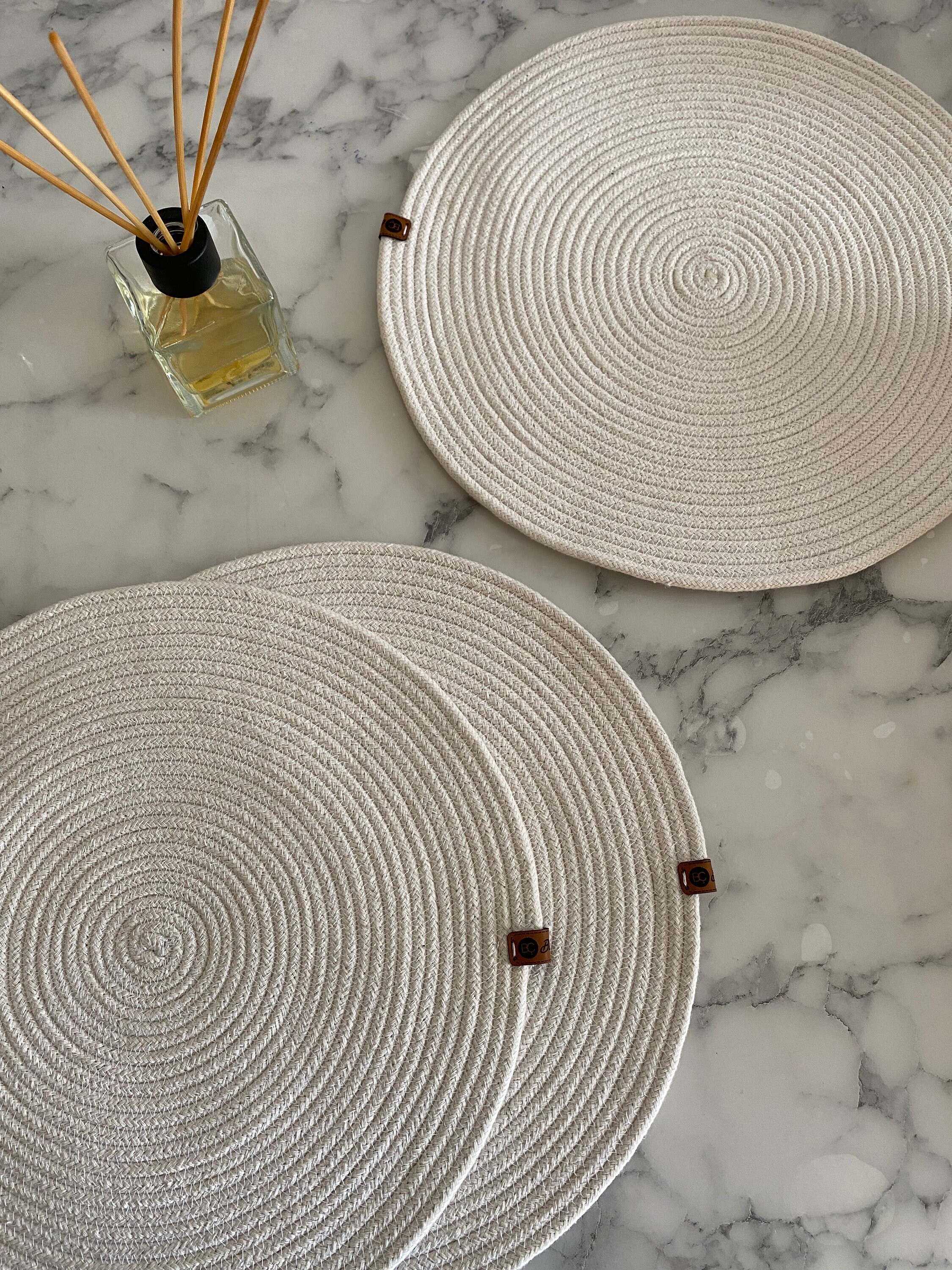 Handmade White Jute Supla Set, Cord Mat, Jute American Service, Kitchen ...