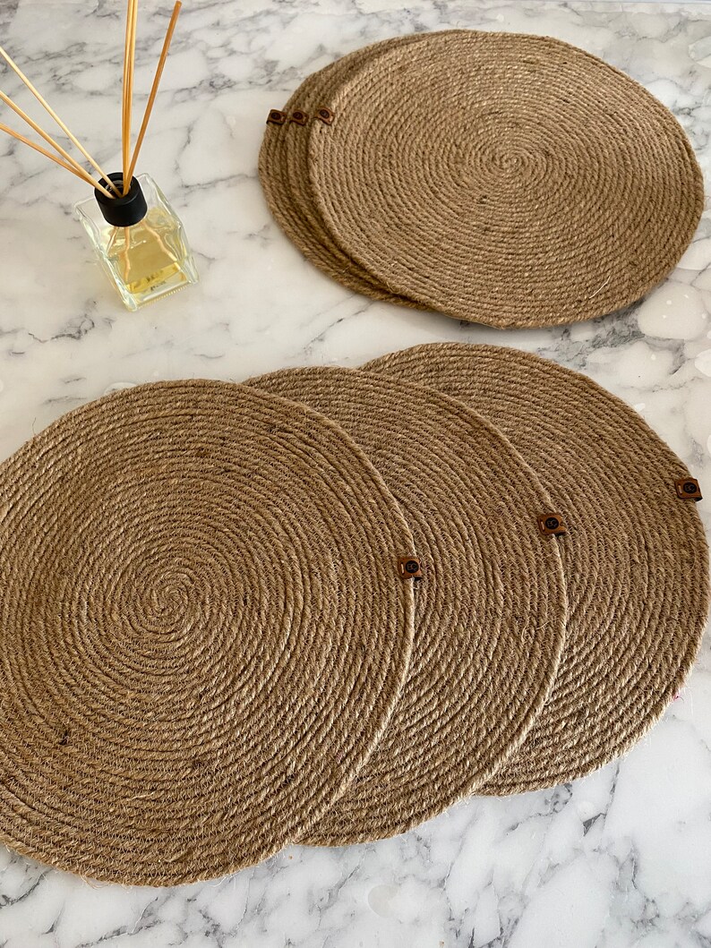 Handmade Jute Supla Set, Round Dinner Placemats, Special Hand Woven ...