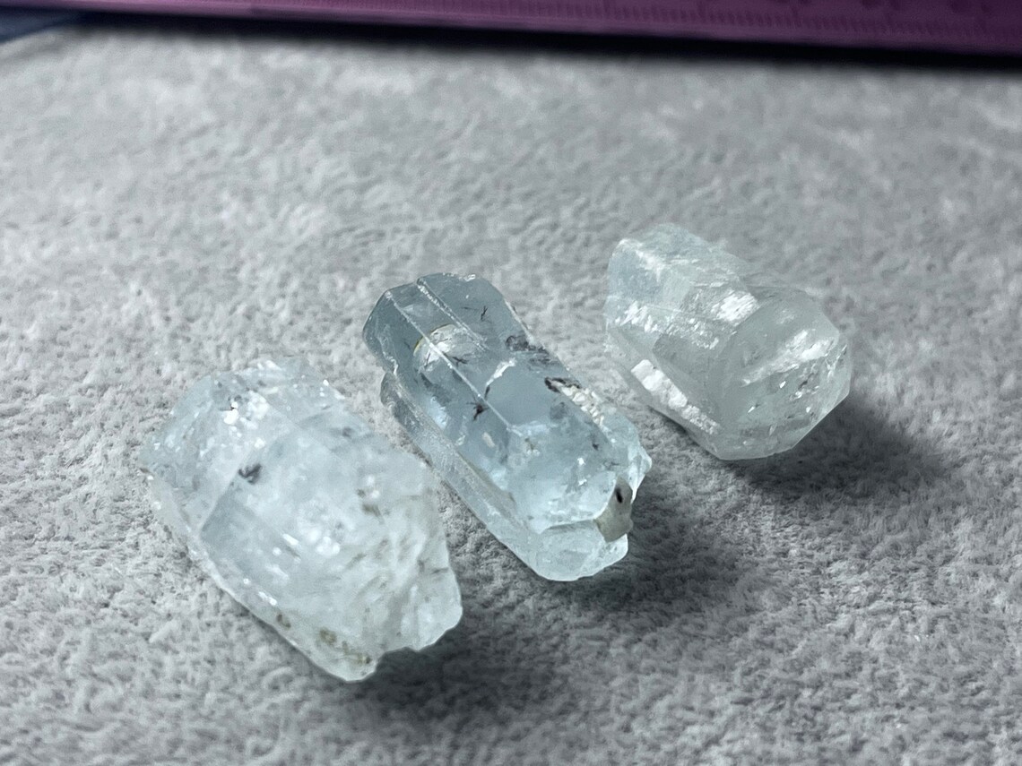 Aquamarine Clear Blue Beryl 3 Gemstones Raw Natural Rough 103 Ctw - Etsy