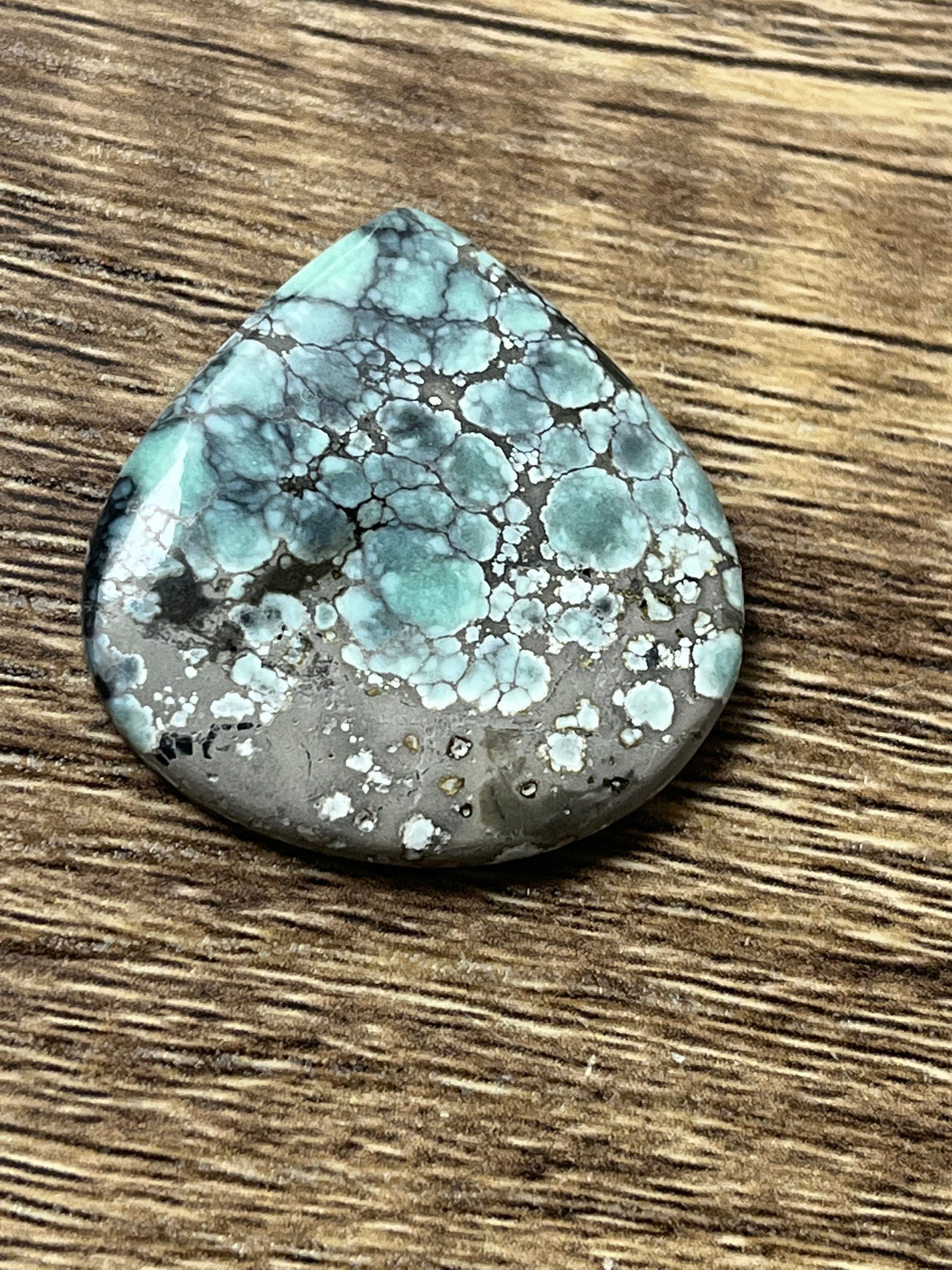 Poseidon Variscite “starfox” Mine 24.45 Ctw Pear Tear Drop Cabochon USA ...