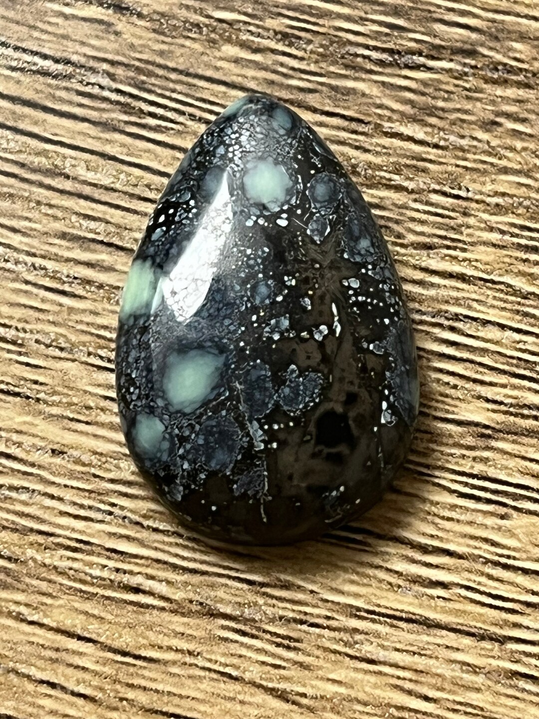 Poseidon Variscite “starfox” Mine 15.55 Ctw Pear Tear Drop Cabochon USA ...