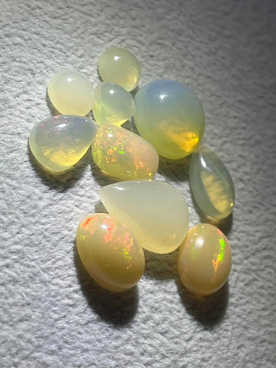 Opal 10 Pc Set Fire Opal White Opal Opal With Fire Ethiopian Fire Opal Cabochon Set 24 Ctw ...