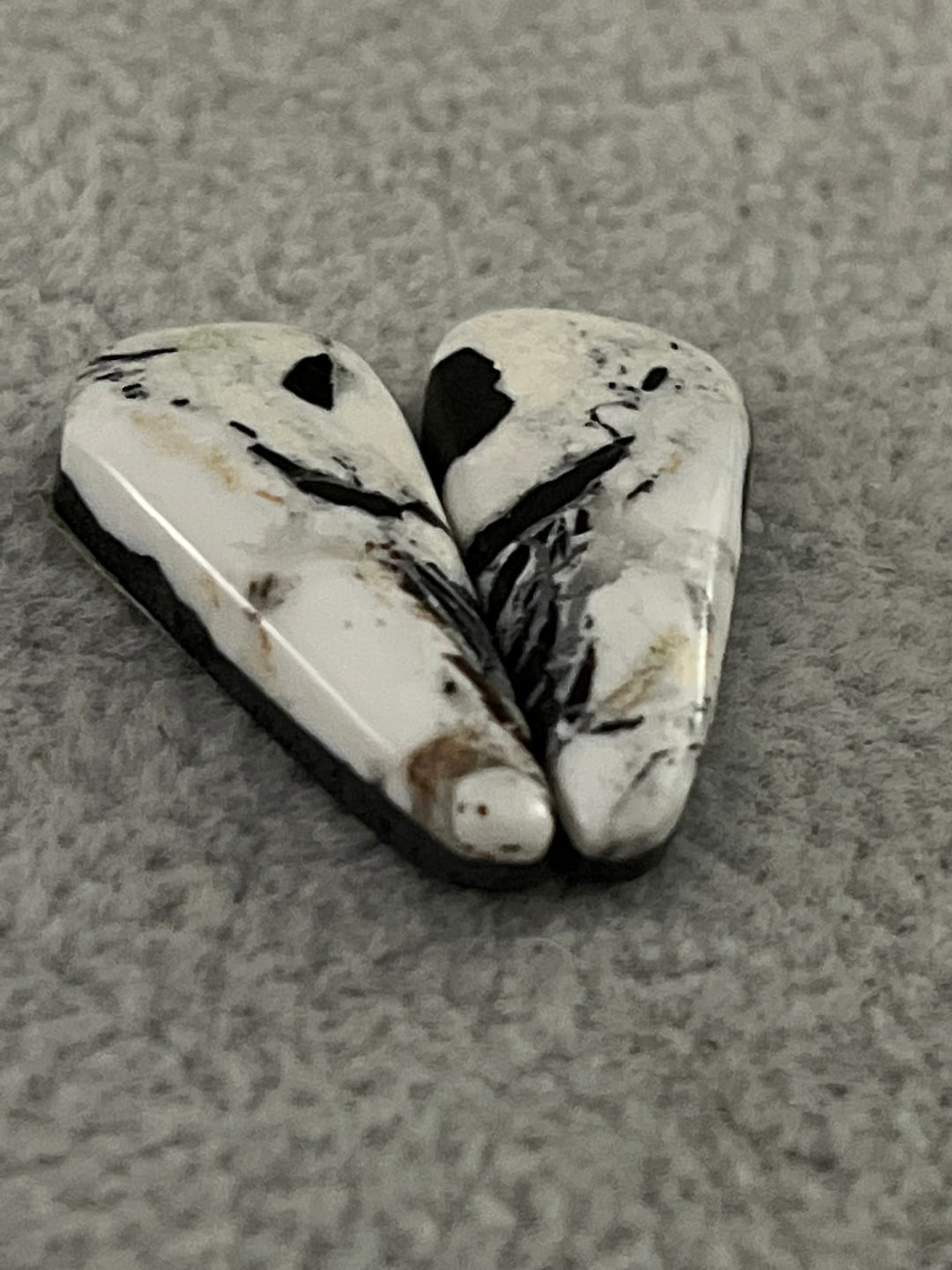 White Buffalo Turquoise Pair Tear Drop Cabochons 12.5 Ctw USA Tonopah ...