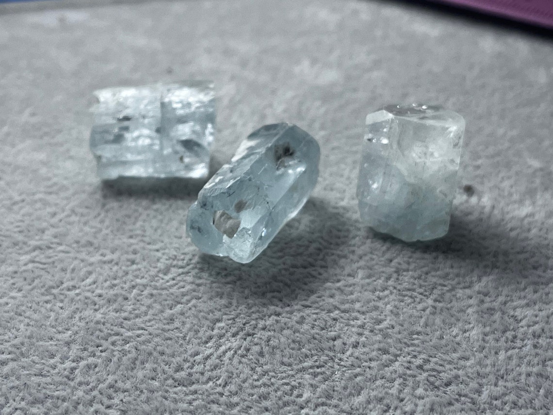 Aquamarine Clear Blue Beryl 3 Gemstones Raw Natural Rough 103 Ctw - Etsy