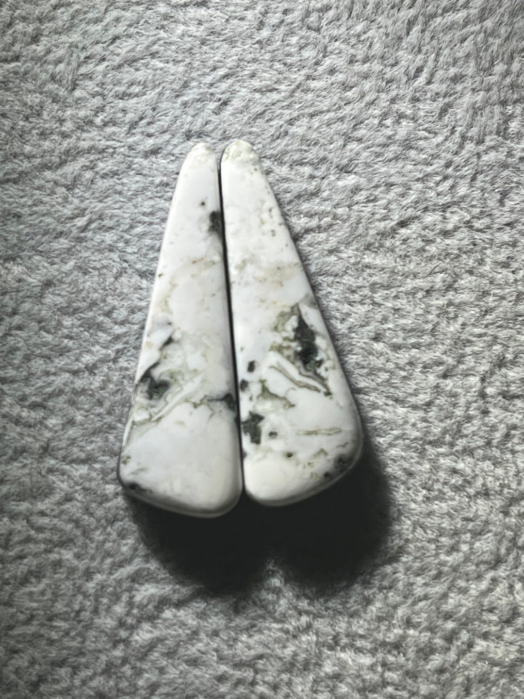 White Buffalo Turquoise Pair Tear Drop Cabochons 15 Ctw USA Tonopah ...