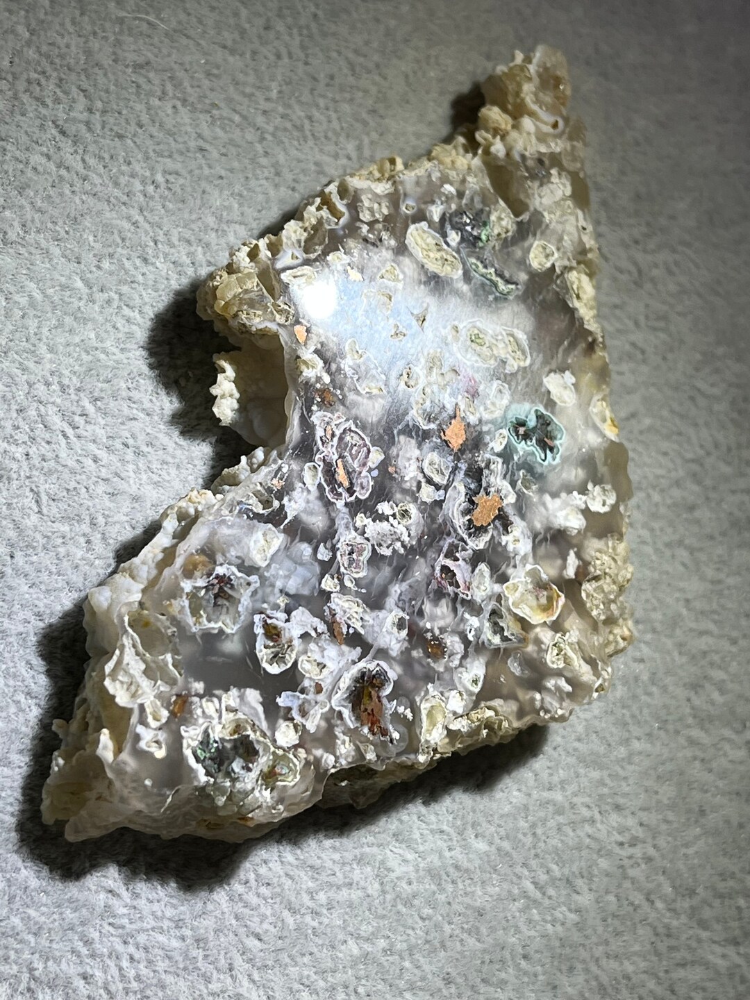 Rare Large Native Copper & Gem Chrysocolla in Agate Lapidary Slab ...