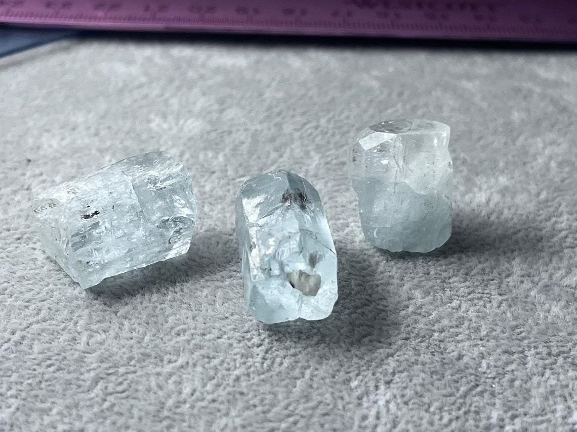 Aquamarine Clear Blue Beryl 3 Gemstones Raw Natural Rough 103 Ctw - Etsy