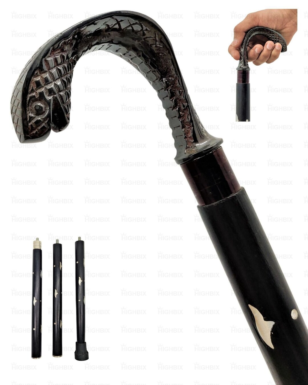 HIGHBIX Walking Hand Cane Stick Designer Handmade Black - Etsy