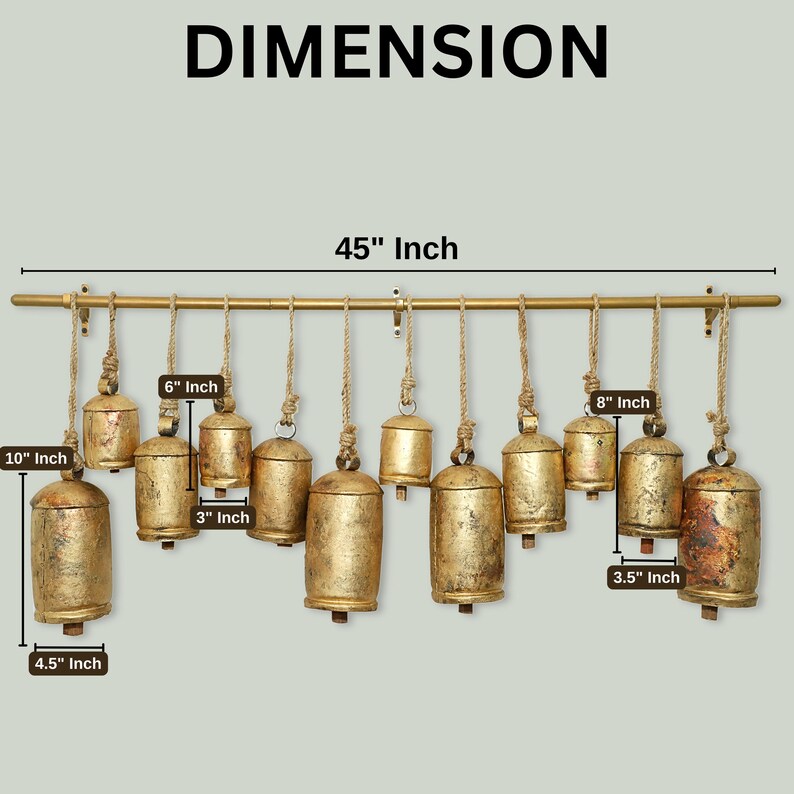 Handmade Golden Brass Bells With Hanging Rod: Boho Wall Decor - Etsy