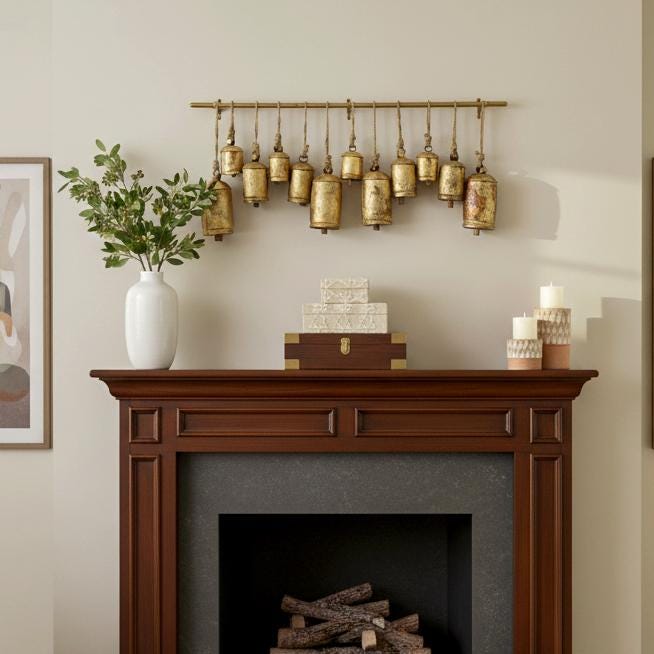 Handmade Golden Brass Bells With Hanging Rod: Boho Wall Decor - Etsy