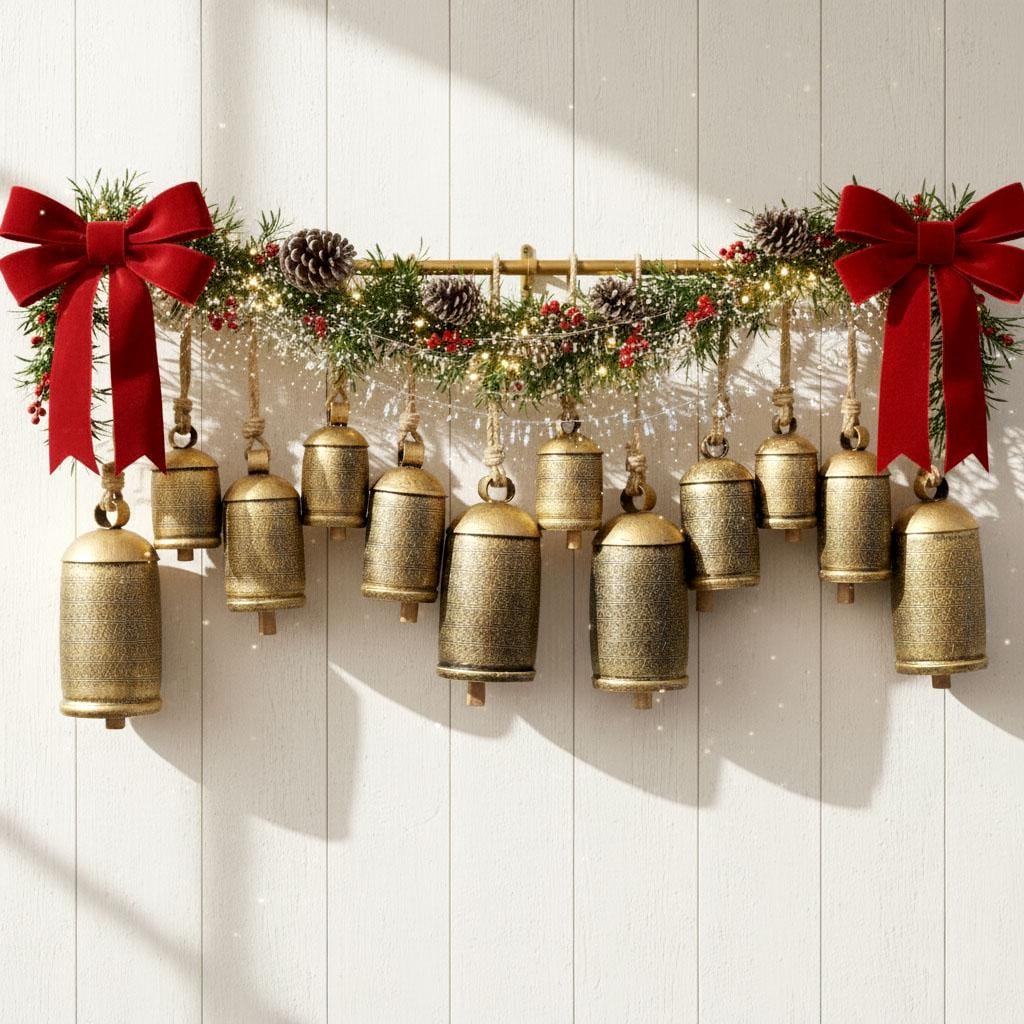 Handmade Etched Iron Hanging Bells With 45" Rod - Rustic Boho Decor - Etsy