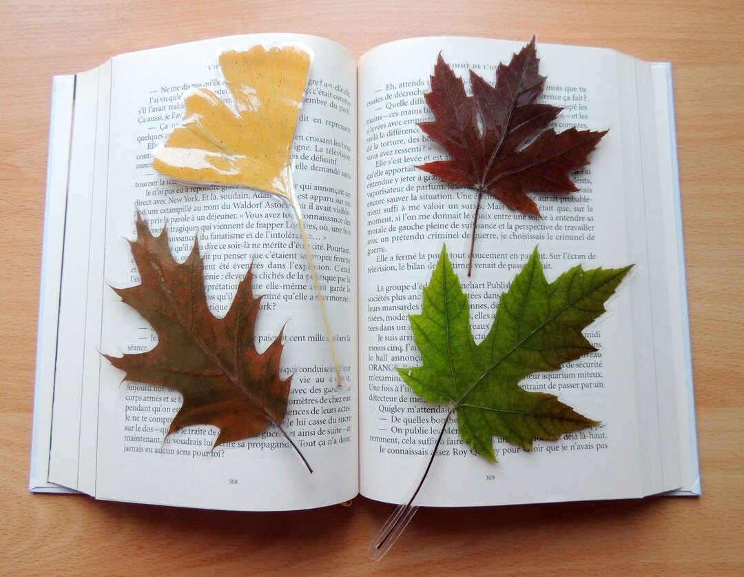 Pressed Leaf Bookmarks, Clear Laminated Bookmarks, Mom's Day Gift. #70 ...