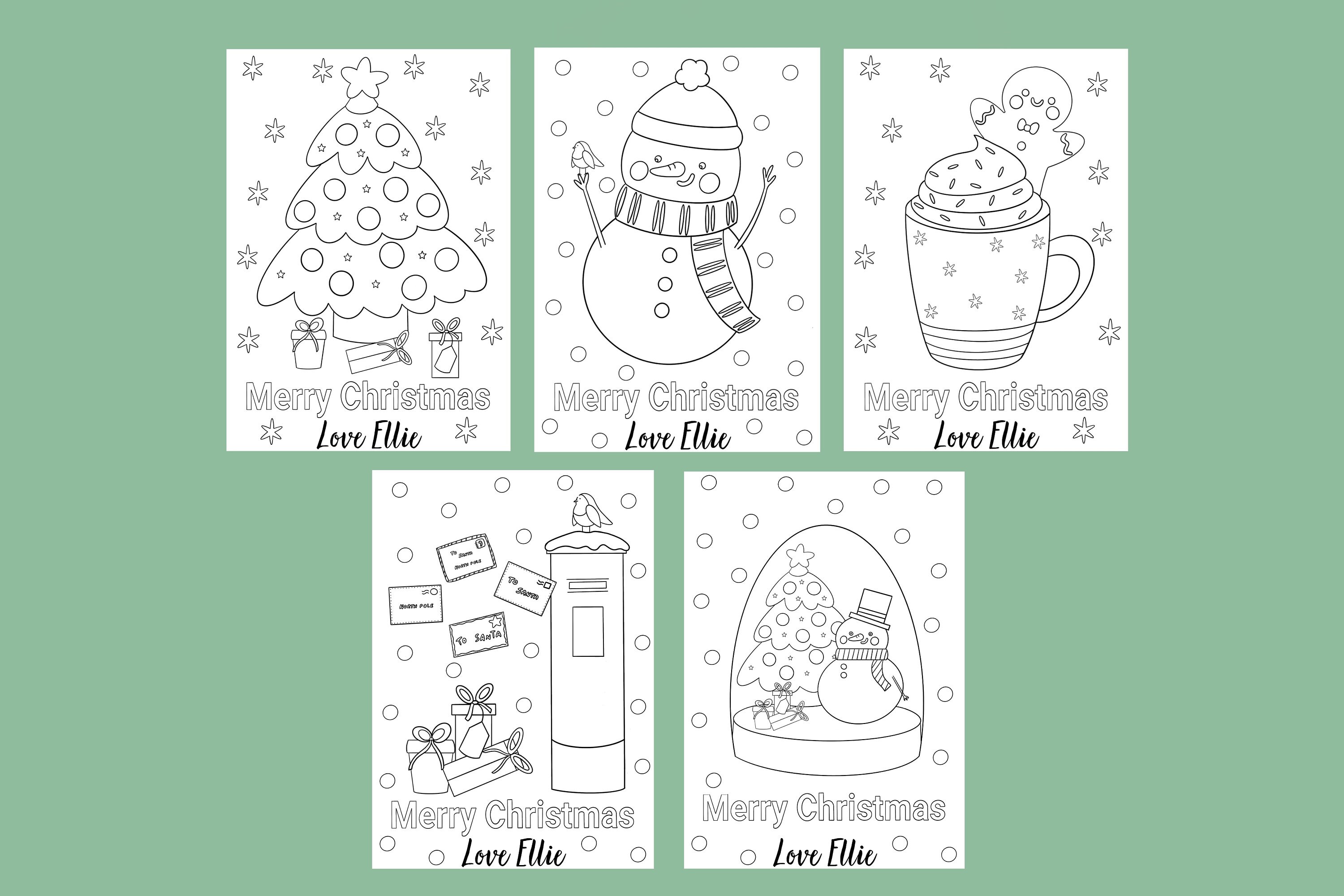Colouring Christmas Cards Kids Colour in Card Pack - Etsy