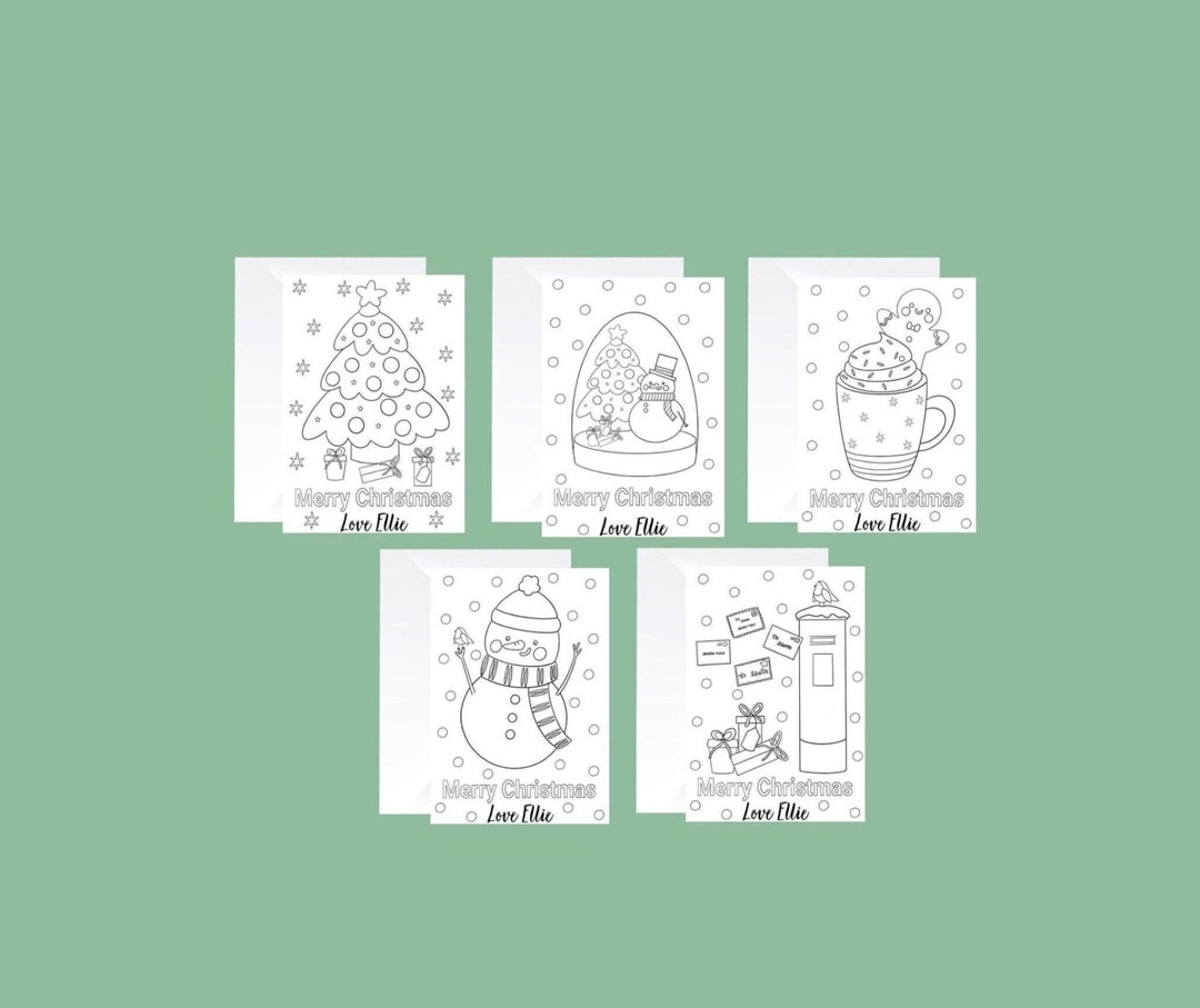Colouring Christmas Cards Kids Colour in Card Pack Childrens Christmas ...