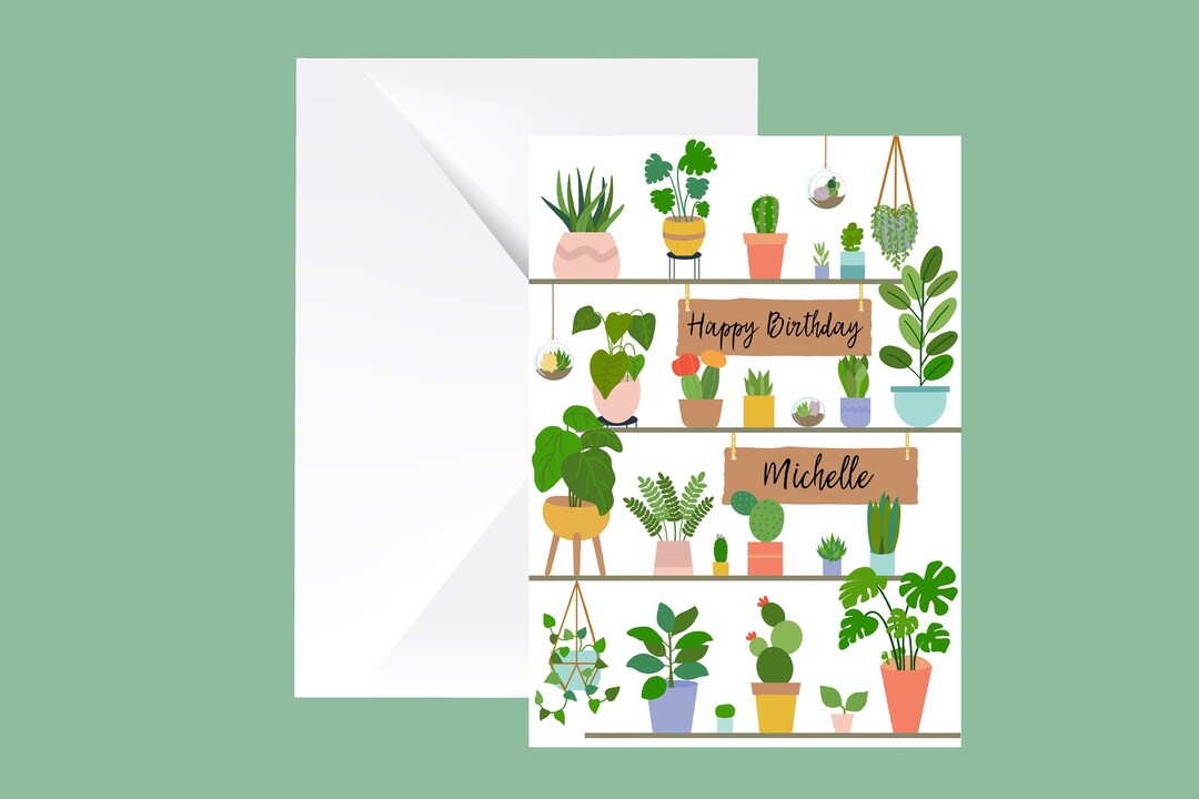 Plant Birthday Card | Plant Lover Card | Personalised Card | Gardening ...