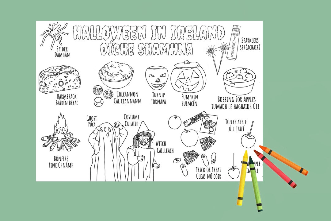 Irish Kids Halloween Colouring Halloween Colouring Activity - Etsy