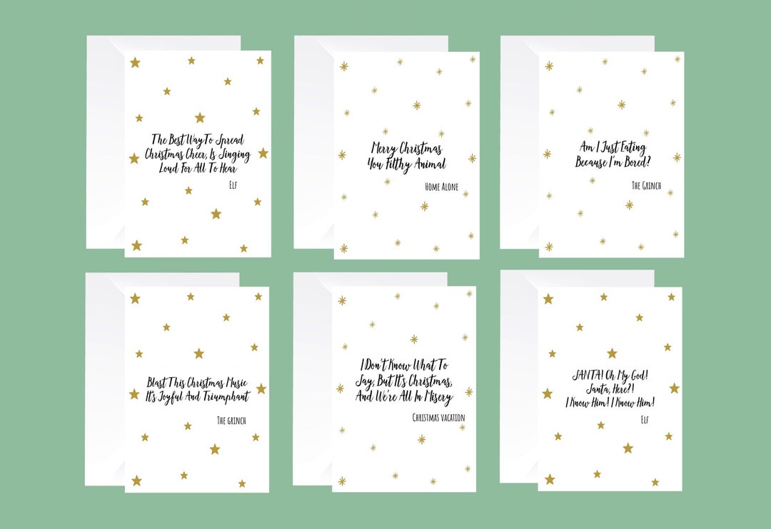Funny Christmas Movie Quote Card Set Christmas Film Card Pack Merry ...